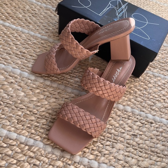 Shoes | Nwt Braided Neutral Blockheel Mule Sandal W Square Toe | Poshmark